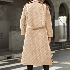 SHEIN | Jackets & Coats | Solid Longline Belted Quilted Coat Wside ...